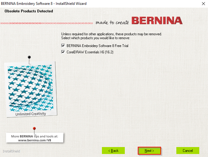 Step 2 Install the V8 FullVersion - Software - BERNINA